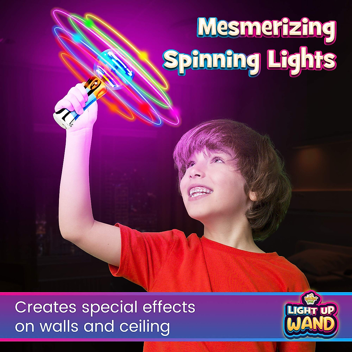 IPIDIPI TOYS Spinning Light Up Wand for Kids - Light Up Spinner Toy, Spinning Globe Toy, Special Needs Sensory Toys for Children with Autism, Stocking Stuffers Toys