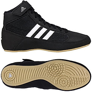 adidas Men's HVC Wrestling Shoes, Black/White/Iron Metallic, 8.5
