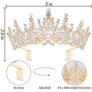 Bolonar Gold Crystal Birthday Crown for Women Birthday Queen Tiara with Combs Glitter Birthday Sash Happy Birthday Party Decorations Birthday Gifts