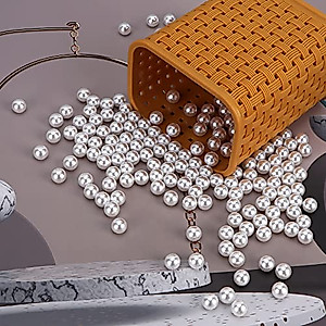 380pcs Art Faux Pearls Undrilled Faux Pearls No Hole Imitation Round Pearls Beads Loose Pearls Decorative Bulk Filler Beads for Jewelry Making, Crafts DIY, Table Scatter, Home Decoration (White 10MM)