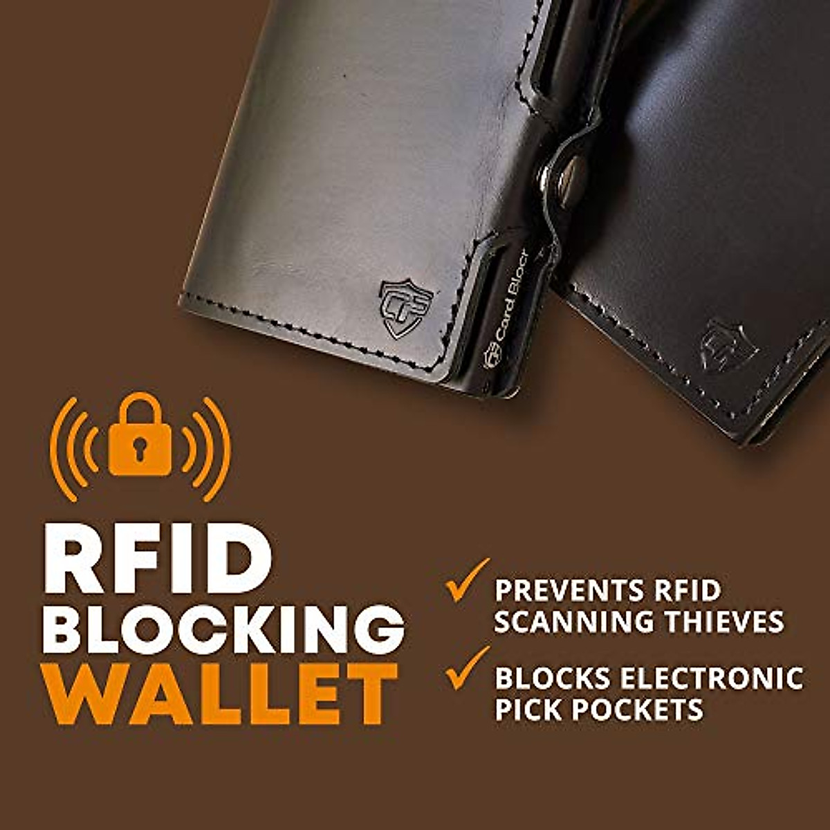 Conceal Plus Wallet for Men, Pop Up Wallet Credit Card Holder - RFID Blocking, Slim Minimalist Credit Card Case (Genuine Black Leather)