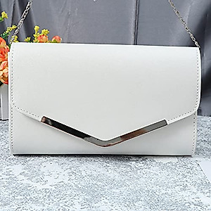 SHERCHPRY Large Mens Wallet White Clutch Evening Purse with Chain Strap for Women Ladies Wedding/Prom/Black- Tie Events Womens Wristlet Wallets