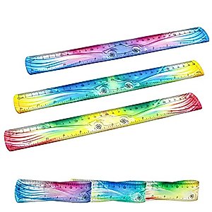 3 PCS Ruler 12 inch Rulers for Students Soft Bendable with Inches and Metric Colorful Tie-Dye Color for Schools/Homes/Offices/Students(Color Sent Randomly)