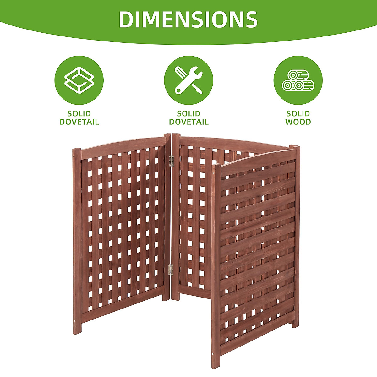 Air Conditioner Fence Screen Outside, Cedar Privacy Fence 3 Panels to Hide AC & Trash Enclosure, 32"W x 38"H