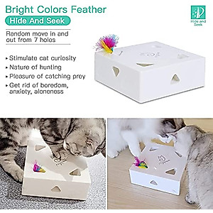 Migipaws Cat Toys, Interactive Automatic 7 Holes Mice Whack-A-Mole, Ultra Fun Smart Teaser Toy for Indoor Cats, USB Rechargeable, 4 Pieces Feather Refills