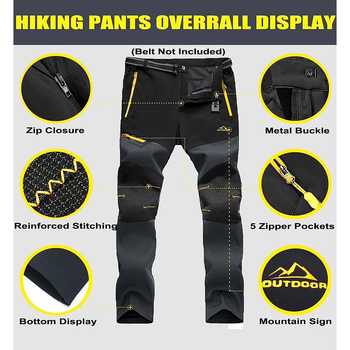 MAGCOMSEN Work Pants for Men Stretch Hiking Pants Mens Quick Dry Pants Water Resistant Pants Climbing Pants Lightweight Pants Camping Pants Mens