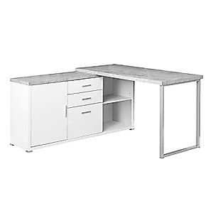 Monarch Specialties Computer Desk - 60"L White / Cement-Look Left/Right Face