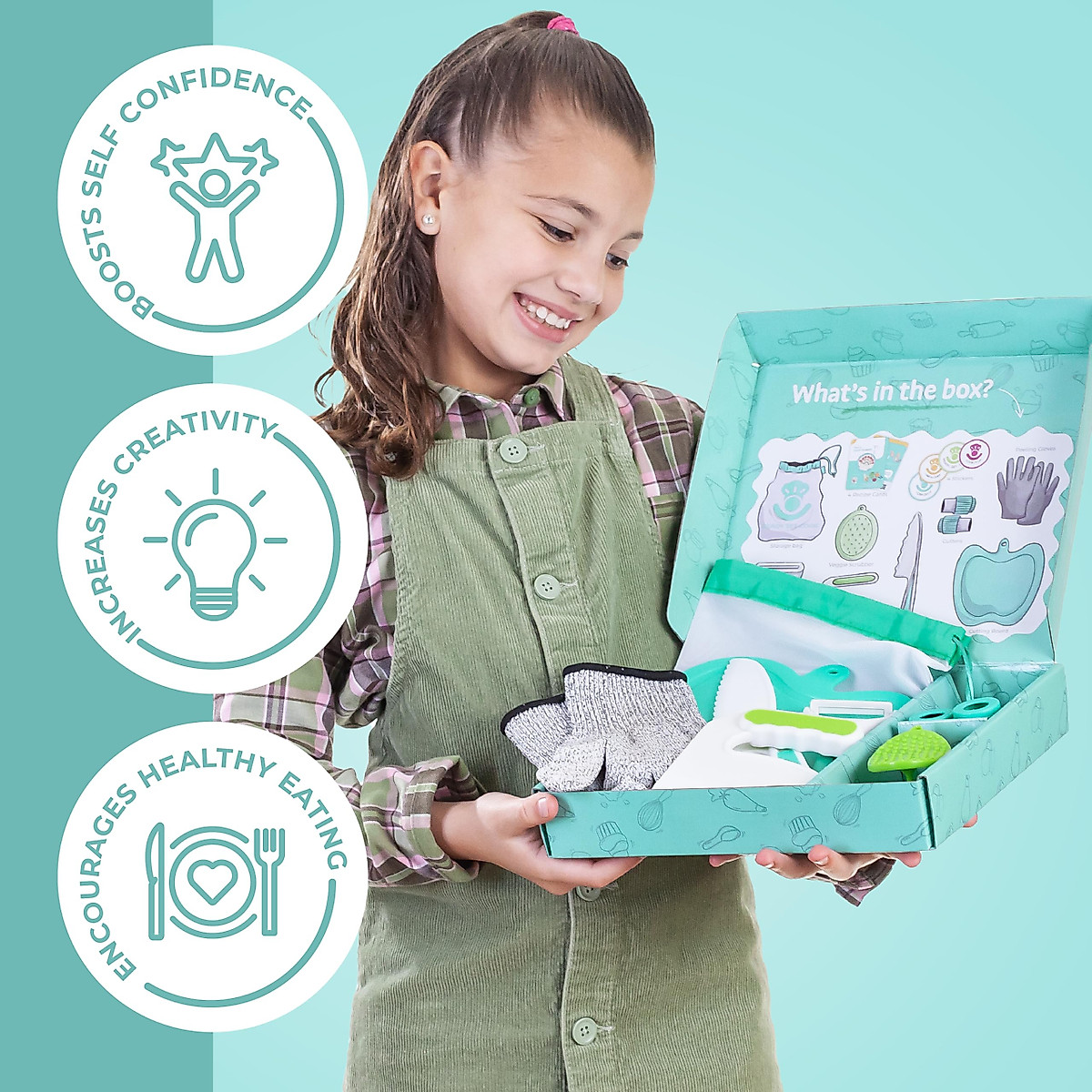 Tovla Jr Kids Montessori Cooking Tools Set - Kid Safe Kitchen Knives Gift Set - Childrens' Knife, Toddler Chopper, Vegetable Peeler ,Gloves,Cutting Board, Recipes and More