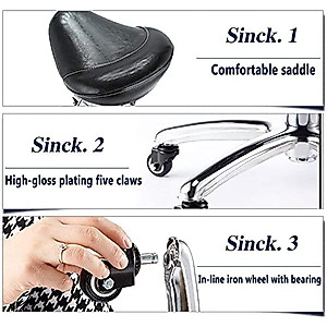 Gcxgz Rolling Swivel Stool Rolling Saddle Stool PU Leather Swivel Adjustable Rolling Stool with Wheels Salon Chair for Kitchen,Salon,Bar,Office,Massage (Color : Brown2)