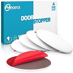 Neoera Door Stopper Wall Protector (4Pack) 3.15"Larger Rubber Door Handle Bumper, Wall Protectors with Premium Self Adhesive Sticker for Protecting Wall (White)