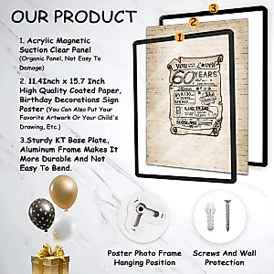 Framed Black 60th Birthday Decorations 60th Birthday Guest Book Alternative 12”x16”, 60 Years Old Birthday Party Supplies Guest Signature Poster, Funny 60 Birthday Gifts for Women Men(60th, Retro)