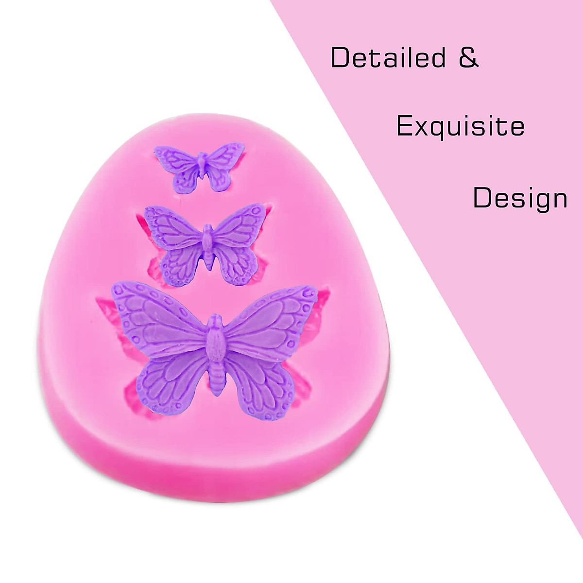 Silicone Butterfly Molds, AIMEIKI 4 Pack Butterfly Fondant Molds Chocolate Candy Cake Baking Molds for Decorating Cake Cupcake Toppers Christmas Decor