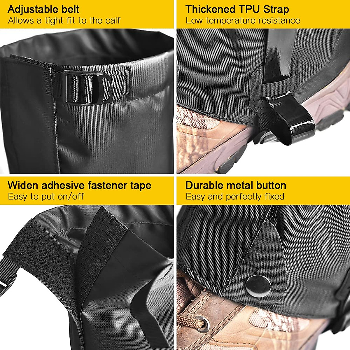 Doorslay Leg Gaiters with Waterproof and Adjustable Snow Boot Gaiters for Outdoor Hunting Skiing Motorcycle Camping Running Hiking