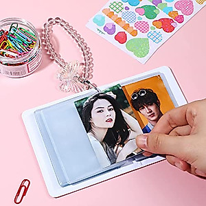 2 Pcs 3 Inch Kpop Photocard Holder Mini Photo Photocard Album Collect Book Binder 40 Pockets with Cute Decorative Stickers and Bracelet Photo Card Holders (Cute Style)