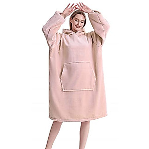CozyLeep Wearable Blanket Hoodie - Oversized Long Snuggle Blanket Sweatshirt for Adult Teens Women Men Birthday Idea Gifts, Pink