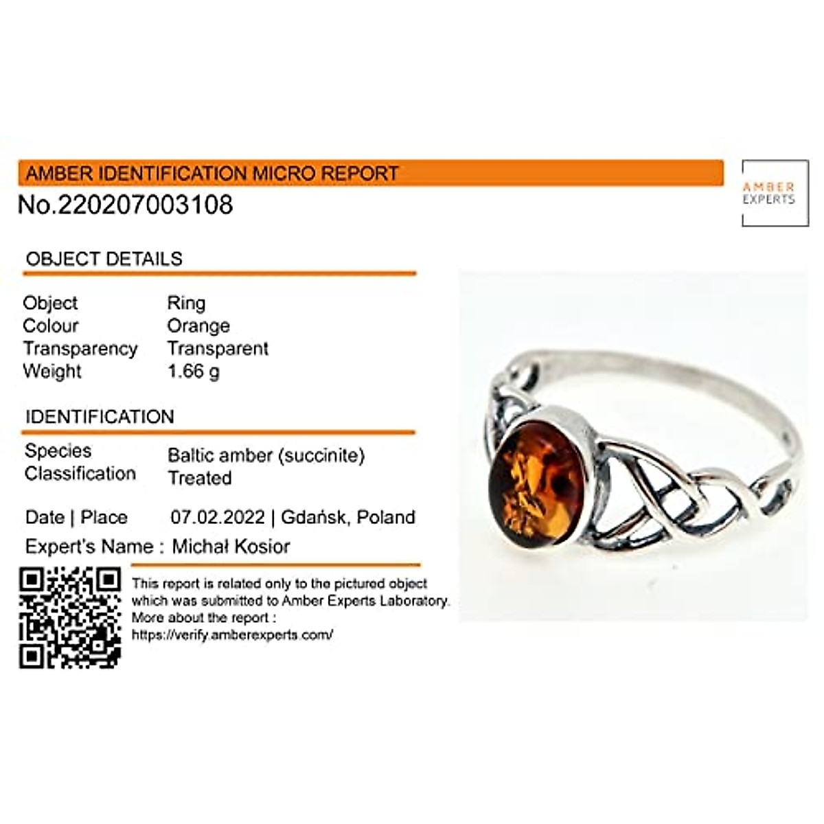 HolidayGiftShops Sterling Silver and Baltic Honey Amber Celtic Knots Adult Ring- size 6