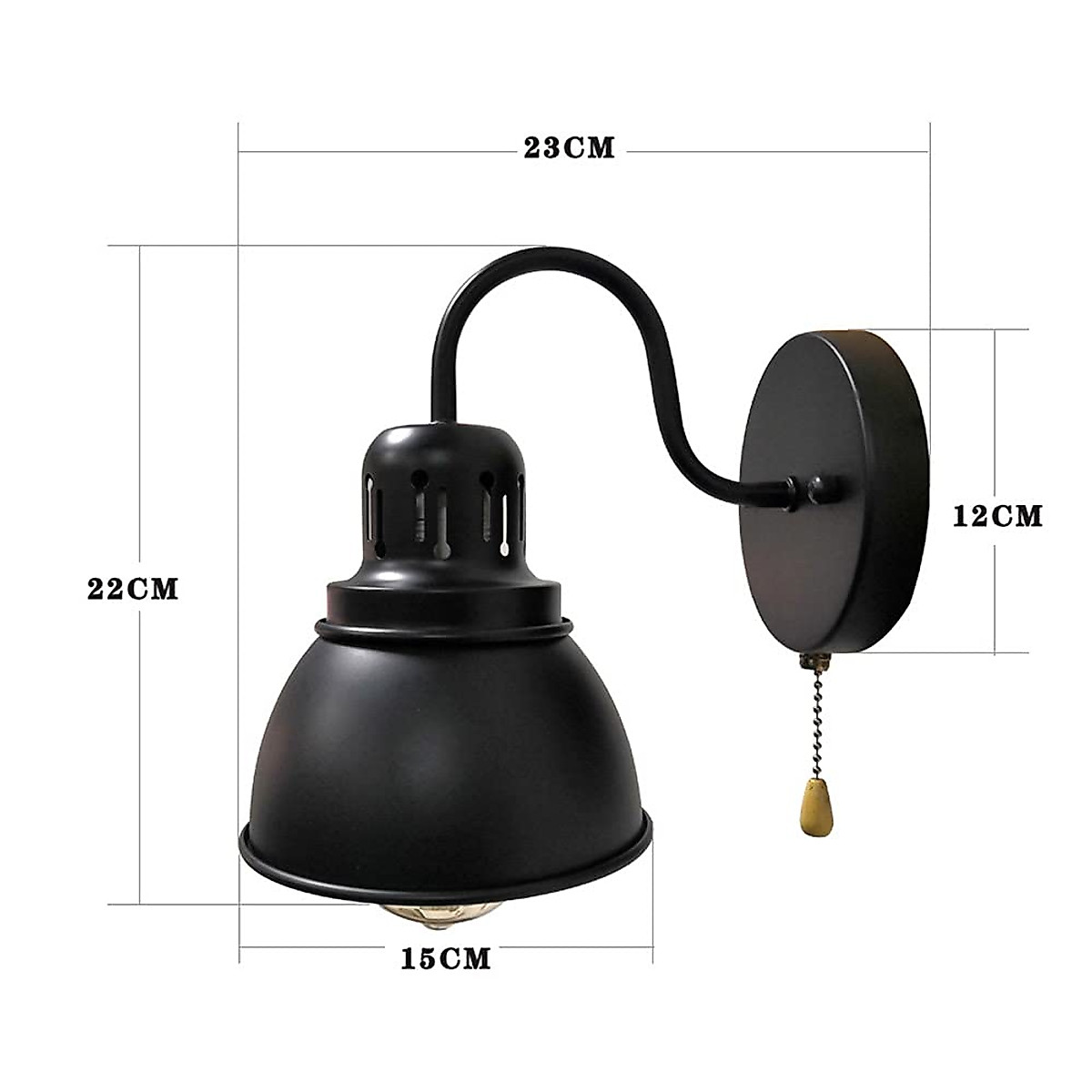 KARAOT Gooseneck Wall Lights E27 Retro Barn Wall Lamp Shade Rustic Loft Wall Sconce Industrial with Pull Cord Switch Fixture Lighting Lamp Shade for Bedroom Cafe Bar Restaurant Office