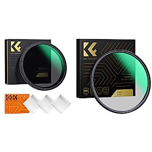 77mm Variable ND2-32 & CPL Lens Filters Kit (2 Pcs) 1-5 Stops Variable ND Lens Filter & Polarizing Filter with 28 Layer Coated (Nano-X Series)