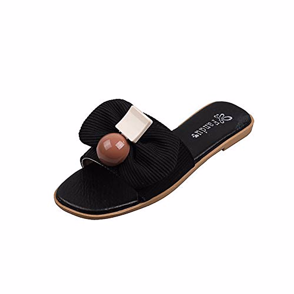 justHIGH Womens Flat Slide Sandals Open Toe Bowknot Espadrille Slip On Comfortable Cork Sandals