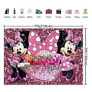 Pink Mouse Backdrop Party Supplies Photography Backdrop 1st 2nd 3rd Birthday Background Princess Girls Hot Pink Decoration for Kids Banner Photo Studio Props 7x5ft