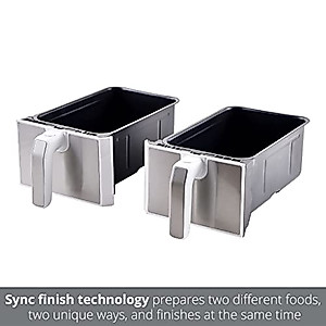 MasterPRO - Dual Air Fryer - 8.4 Quart Capacity with Two Frying Baskets - Two Non Stick Crisper Racks - Holds up to 7.5 Pounds of Food - 1700 Watts - 8 Pre-Programmed Settings