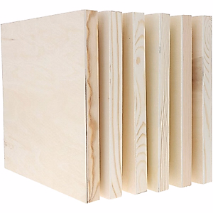 Bright Creations 6 Pack Unfinished Square Wood Panels for Painting, 12x12 Wooden Canvas Boards for Crafts