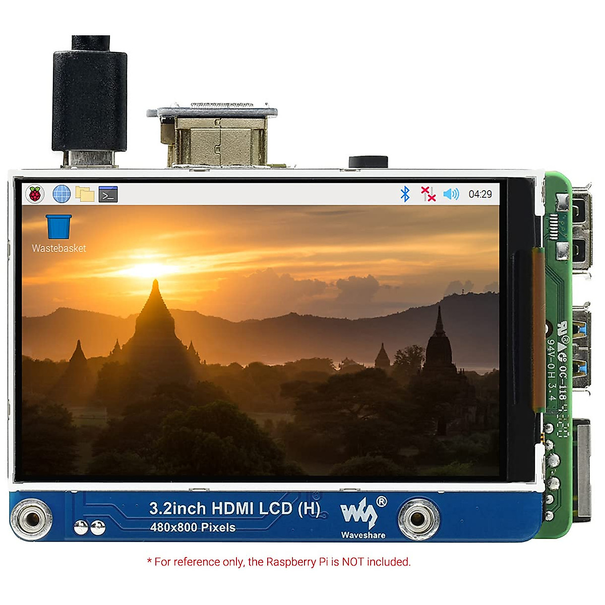 waveshare 3.2inch IPS LCD Display (H) for Raspberry Pi 4B/3B+/3B/2B/Zero/Zero W/Zero WH and Jetson Nano and Windows 11/10/8.1/8/7, 480×800 Pixel, Adjustable Brightness, No Touch