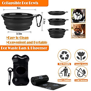 LOBEVE No Pull Dog Harness, Collar & Leash Set | Includes Dog Seat Belt, Collapsible Bowls & Poop Bag Dispenser. Ideal for Training, Walking, Hiking. Fits Small to Large Dogs(Black-M)