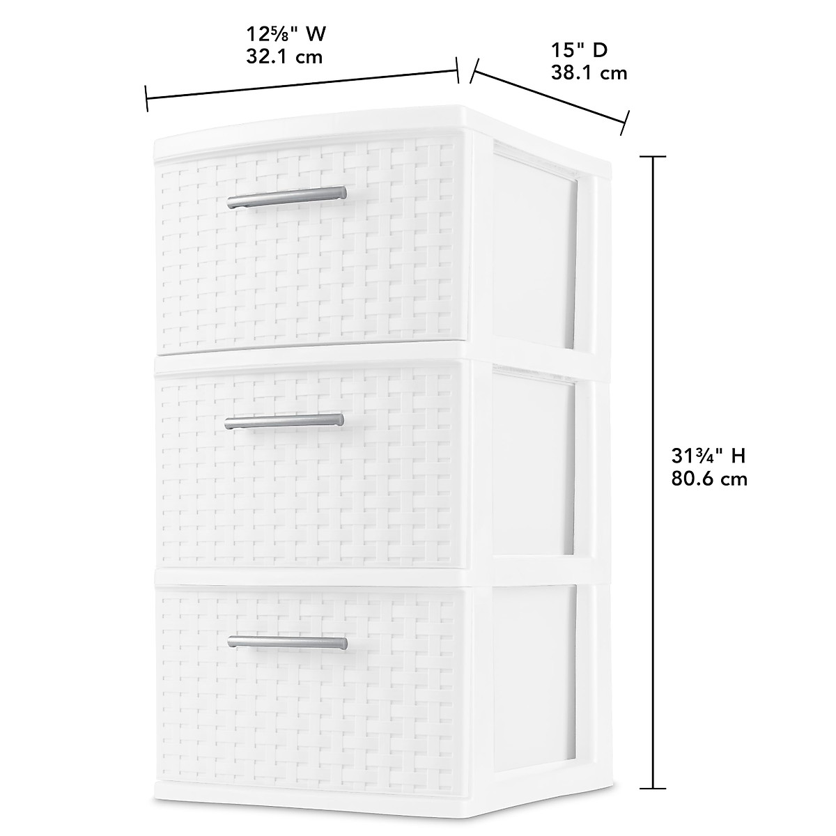 Nsngxus 3 Drawer Weave Tower, White