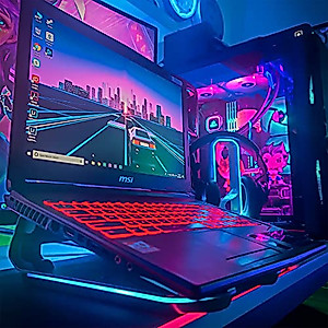 ESGAMING RGB Laptop Stand for Desk with 4 Port USB 3.0 Hub, Ergonomic Anti-Slip Computer Stand Holder, Type C Cable, 10 RGB Modes, Aluminum Notebook Stand Laptop Riser Compatible up to 17.3" Laptops