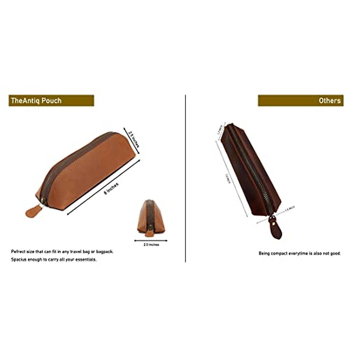 The Antiq TheAntiq: Pencil Pouch, Zipper Pencil Case, Leather Pencil Case, Pencil Bag Pouch With Zipper Pen Holders Handmade MRD-ZPC-003 0