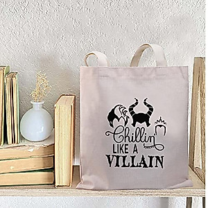 BDPWSS Chillin Like a Villain Tote Bag For Villain Fans Gift Bad Princesses Travel Pouch Resting Witch Face Gift (chillin like TG)