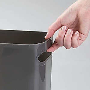 mDesign Plastic Slim Large 2.5 Gallon Trash Can Wastebasket, Classic Garbage Container Recycle Bin for Bathroom, Bedroom, Kitchen, Home Office, Outdoor Waste, Recycling, Aura Collection, Charcoal Gray