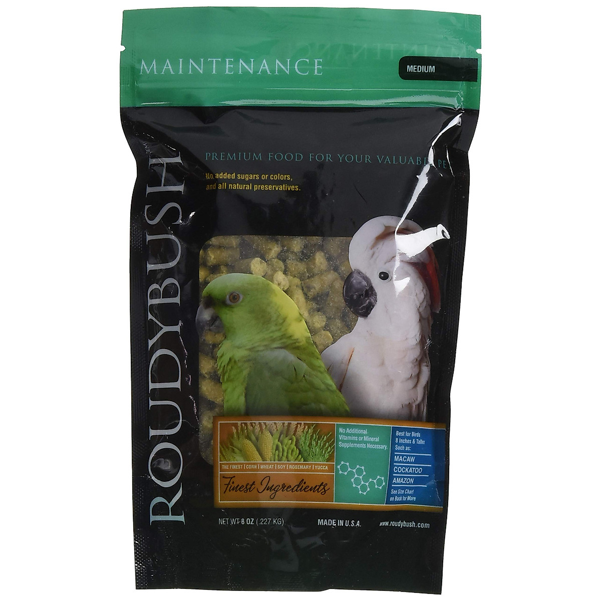 RoudyBush Daily Maintenance Bird Food, Medium, 8-Ounce