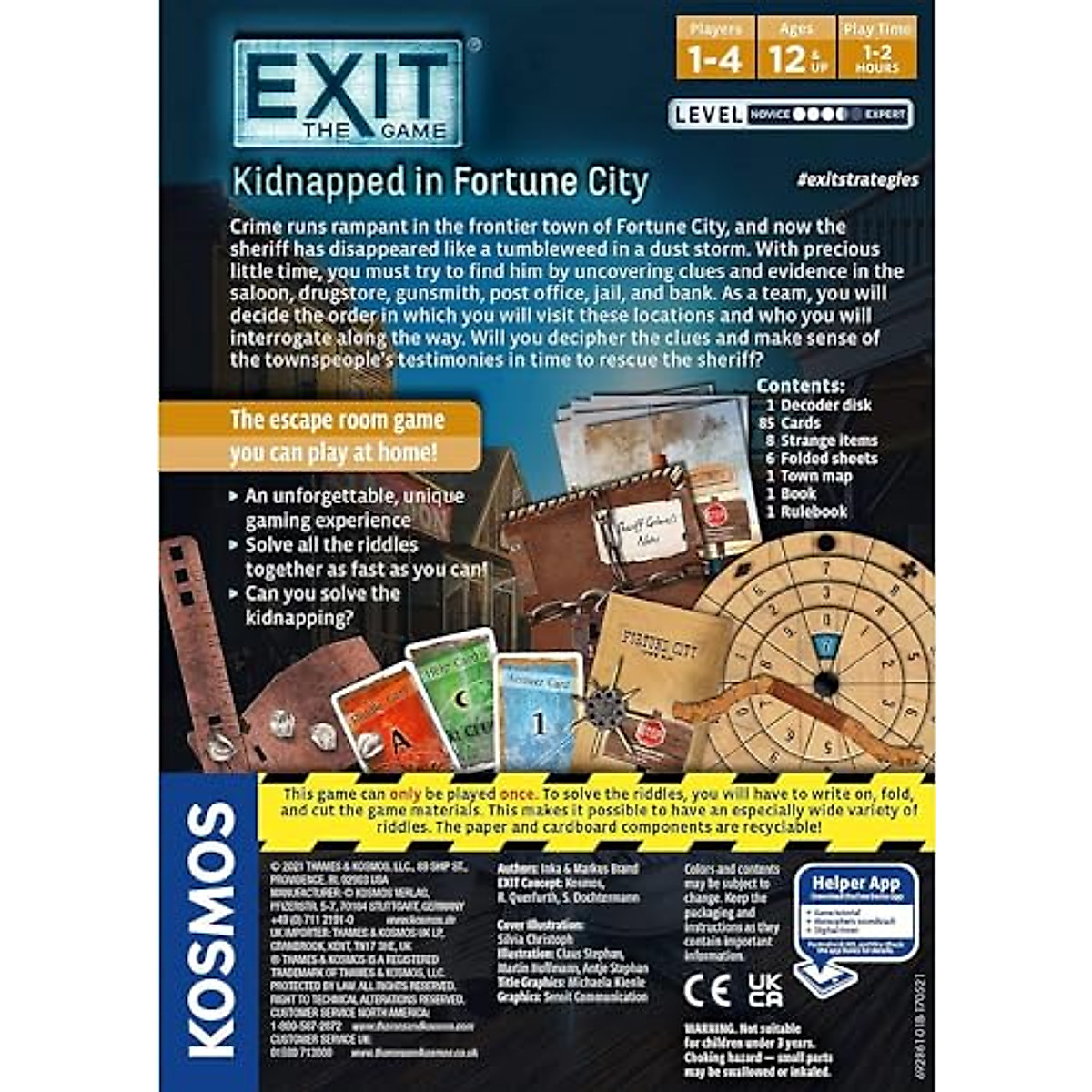 Exit: Kidnapped in Fortune City| Exit: The Game - A Kosmos Game | Family-Friendly, Card-Based at-Home Escape Room Experience for 1 to 4 Players, Ages 12+