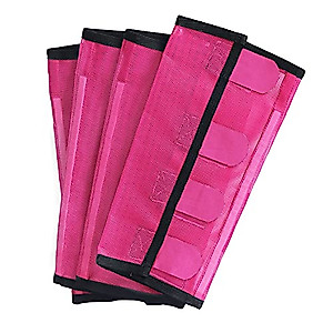 CareMaster Fine Mesh Fly Boots Loose Fitting & Non-Slip Horse Fly Leggings No More Horsefly Nuisance Greatly Reduce Stomping Breathable with Natural Air Flow (Set of 4) Magenta Medium