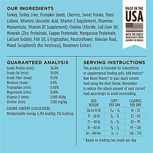 Instinct Raw Boost Mixers, Freeze Dried Dog Food Topper with Functional Ingredients, Grain Free, Real Turkey - Tranquility, 5.5 oz. Bag