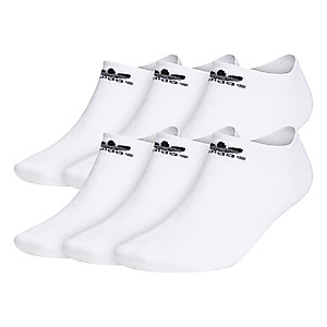 adidas Originals Big & Tall Trefoil No Show Socks (6-Pair), White, X-Large