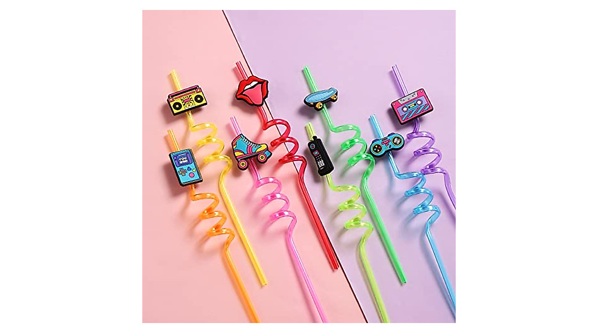 Fun 90s Party Straws - Colorful & Reusable