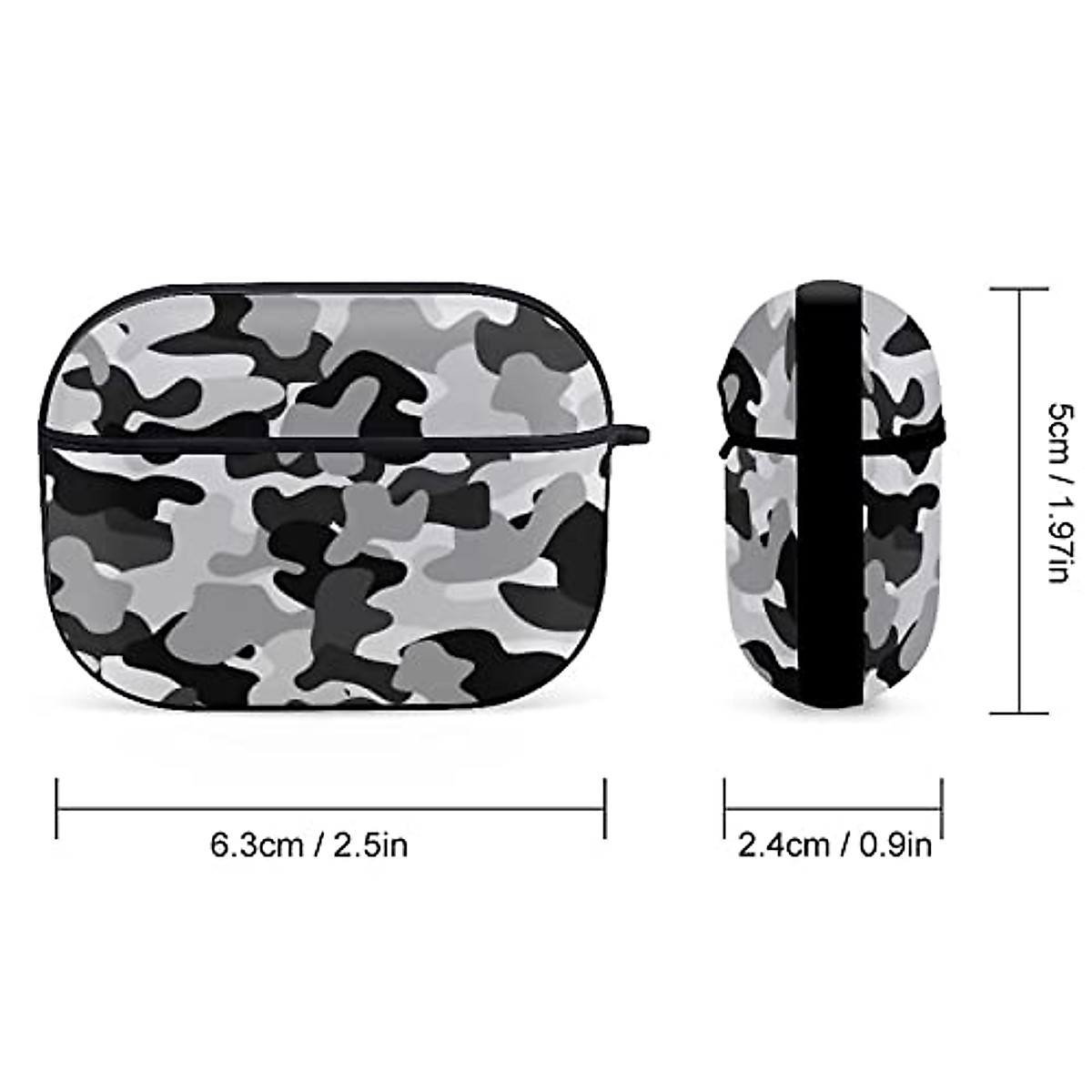 White Grey Black Camo Camouflage AirPods Pro Case Cover Gifts with Keychain, Shock Absorption Soft Cover Airpods Pro Earphone Protective Case for Men Women