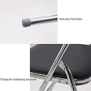 EDLE Electroplating Folding Chair,Home Reclining Chair,Dining Chair,Office Conference Chair,for Home,Office (Color : Black)