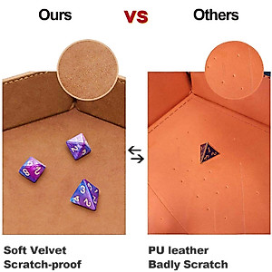 SHYVIA Dice Tray for RPG DND Table Games Metal Dice Rolling Tray Holder Dice Storage Box Larger Size Double Sided Folding PU Leather and Velvet 4 Pieces