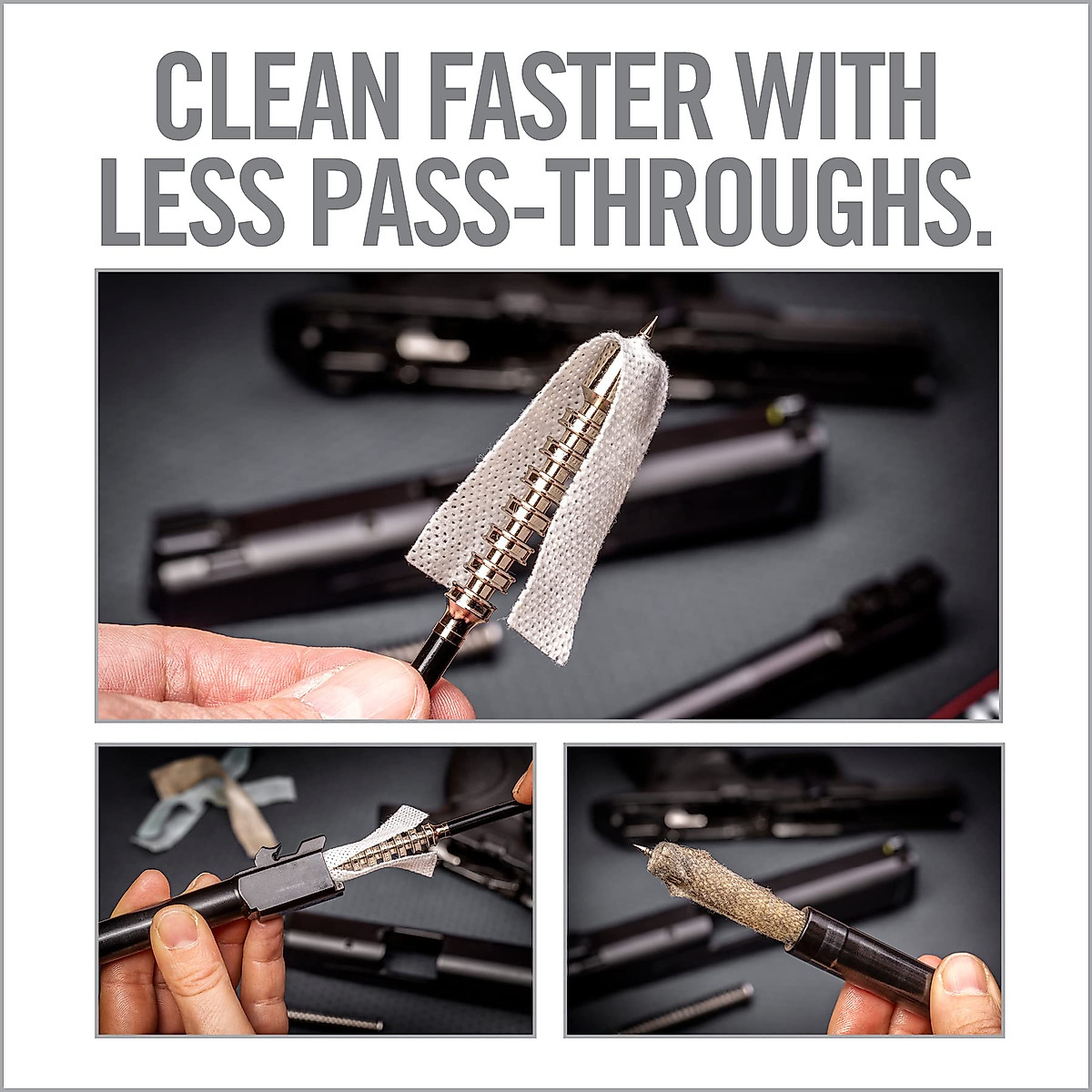 Real Avid Bore-Max Speed Jag and Patches, Bore Cleaning Jag Gun Patch Holder and Gun Cleaning Supplies Patches, Rifle Jag Pistol Jag and Patches Set (.40cal Handgun)