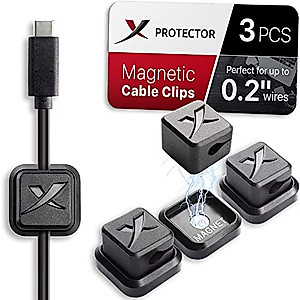 Magnetic Cable Holders X-Protector 3 PCS - Premium Cable Clips - Self-Adhesive Cable Holder for Car - Cord Organizer for Desk - Cable Organizer - Black Wire Organizer - Cord Management for Wires!