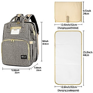 Baby Diaper Bag Backpack with Changing Pad, Happy Luoka Baby Bag Backpack for Boys Girls, Baby Registry Search, Newborn Essentials Must Haves Shower Gifts, Grey