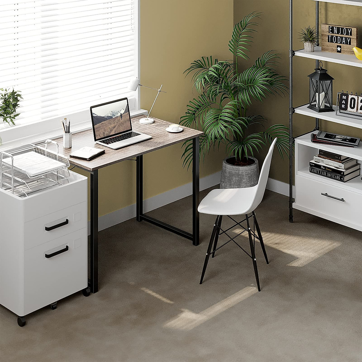 Coleshome 31 Inch Computer Desk, Modern Simple Style Desk for Home Office, Study Student Writing Desk,Grey Oak