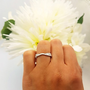 Dazzlingrock Collection 0.36 Carat (ctw) 10k Round Diamond Stackable Wedding Band for Women 1/3 CT, White Gold, Size 5