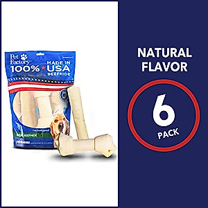 Pet Factory 100% Made in USA Beefhide 8-9" Assorted (Bones & Rolls) Dog Chew Treats - Natural Flavor, 6 Count/1 Pack