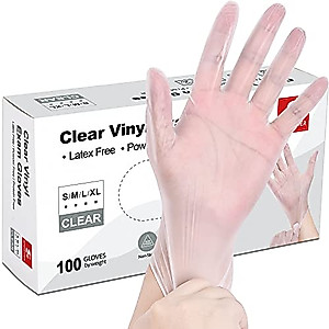 Schneider Clear Vinyl Exam Gloves, 4-mil, Medium 100-ct Box, Latex-Free, Disposable Gloves, Medical Gloves, Cleaning Gloves, Food Prep Gloves, Food Safe Rubber Gloves, Powder-Free, Non-Sterile