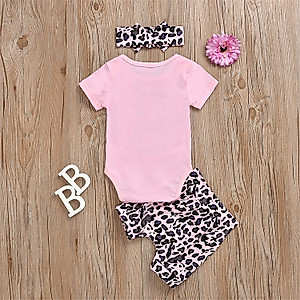 GRNSHTS Baby Girl Sister Matching Clothes Infant Little Sister Short Sleeve Romper+Leopard Shorts+Headband 3Pcs Outfits (Leopard Little Sister, 0-6 Months)